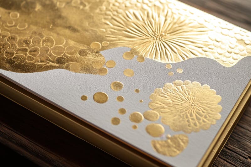 Textured Gold Embossed Design on White Cardboard with Organic Patterns ...