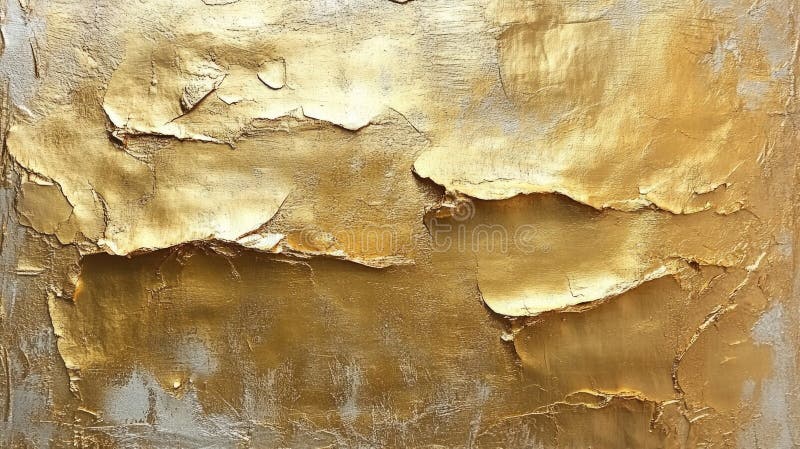 Textured Gold Metallic Abstract Painting with Layered Surfaces Stock ...