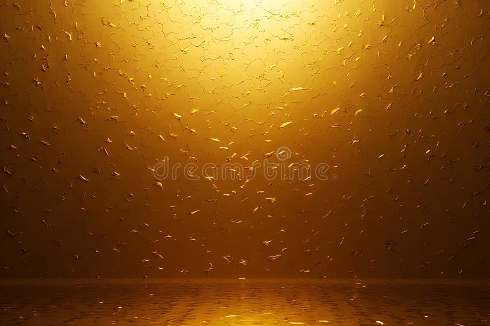 Textured Gold Wall with Subtle Patterns and Glossy Reflections in a ...