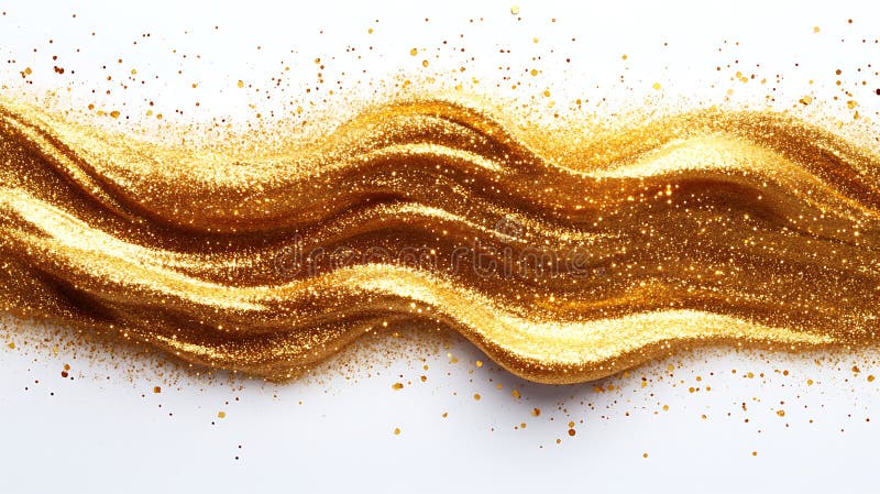 Golden Glitter Wave Shining Glamour Isolated on White Background ...