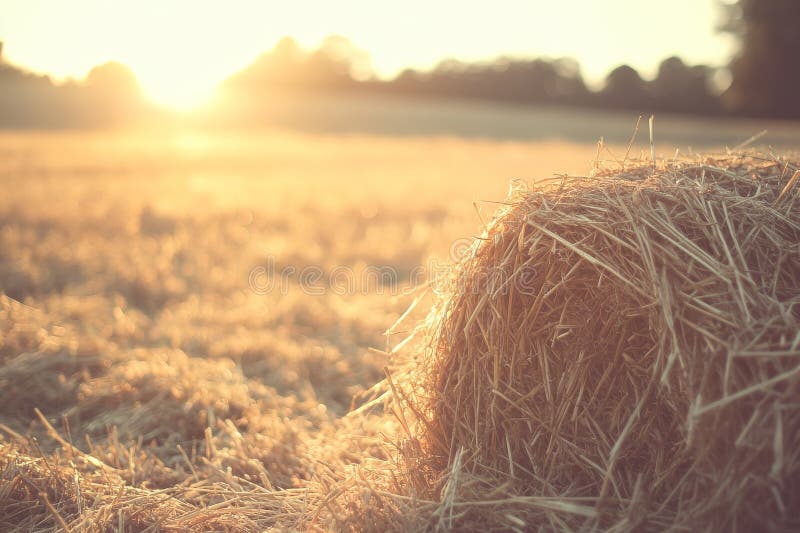 Textured Golden Haystack, Dense Bundles of Straw Glowing Under Soft ...