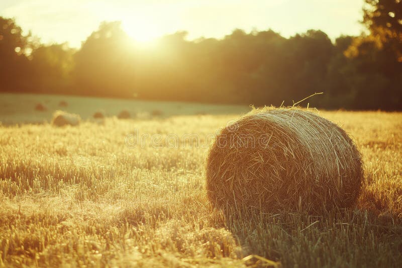 Textured Golden Haystack, Dense Bundles of Straw Glowing Under Soft ...
