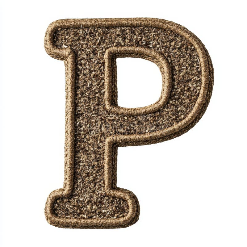 A Textured, Golden Letter "P" in a Bold, Embroidered Style Stock ...
