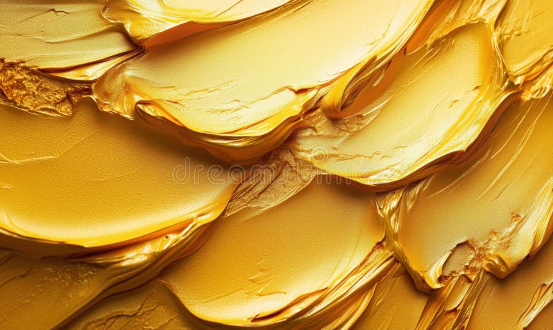 Textured Golden Paint Surface with Rich, Glossy Layers and Intricate ...