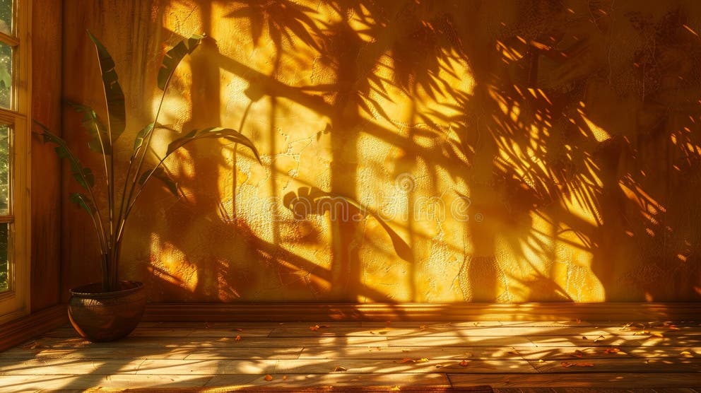 Textured Golden Wall Backdrop for Presentations with Sunlit Highlights ...