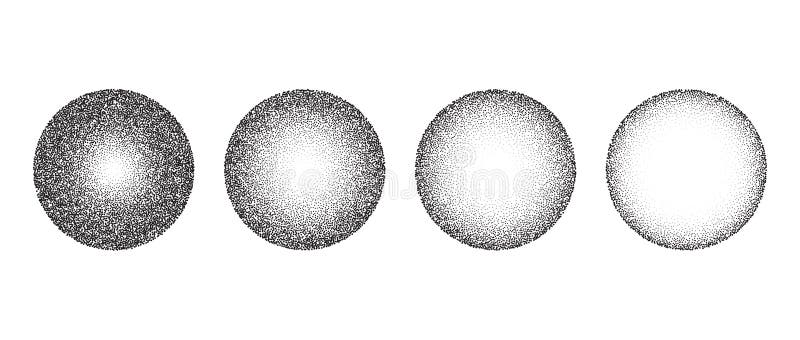Textured Gradient Spheres Set. Black Dotted Circles Collections ...