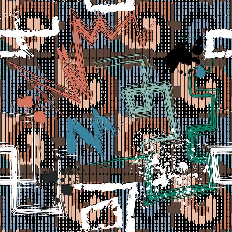 Textured Graffiti Style Seamless Pattern. Dotted Lines Halftone ...