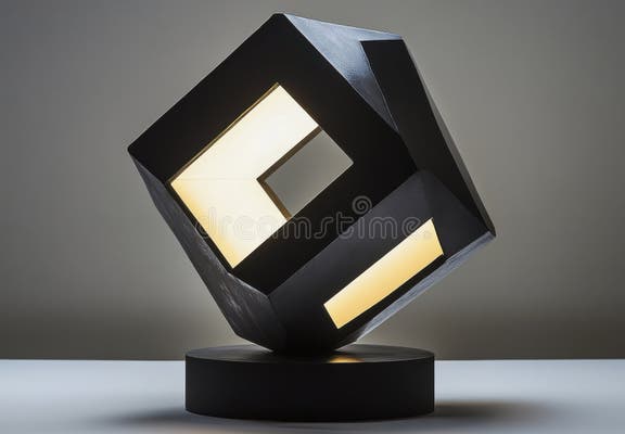 Textured Gray Cube Sculpture with Internal Light Stock Illustration ...
