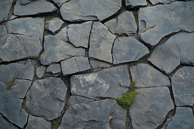 Textured Gray Stone Surface in a Natural Setting with Patches of Green ...