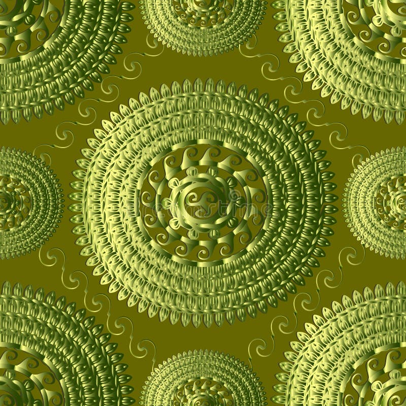 Textured Green 3d Greek Knitted Seamless Pattern. Vector Tapestry ...
