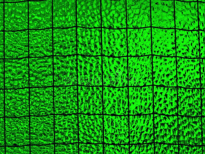 Textured Green Glass of a Window with Metal Black Bars As a Guard Stock ...