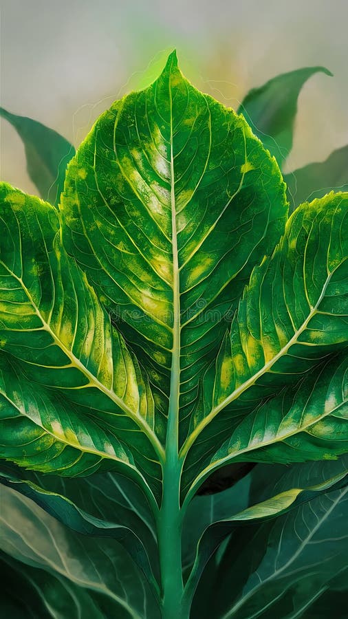 Textured Green Leaf Closeup Stock Illustration - Illustration of ...