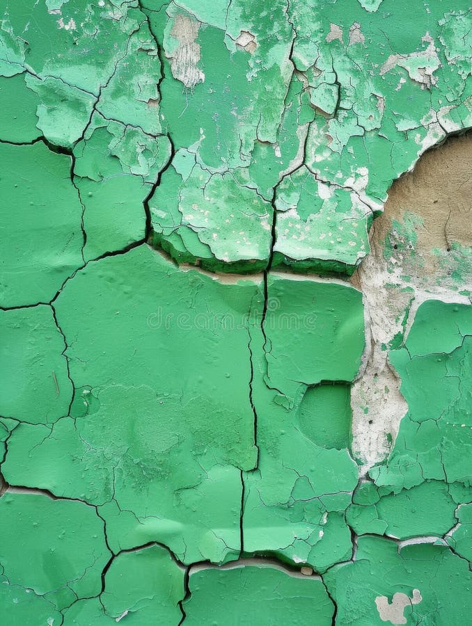 Textured Green Paint Chipping Away To Reveal the Underlying Surface, a ...