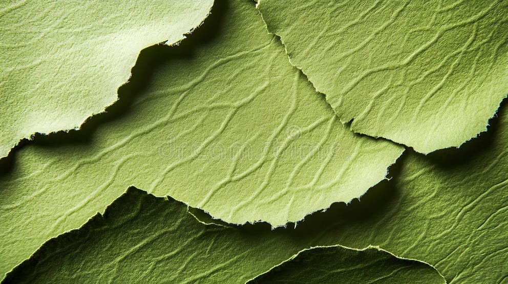Textured Green Paper Layers with Torn Edges and Organic Patterns Stock ...