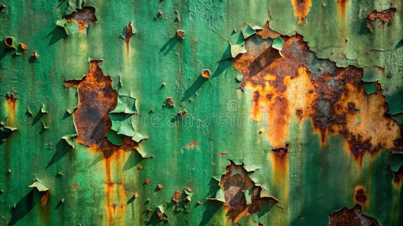 Textured Green and Rust Metal Surface with Peeling Paint. Generative AI ...