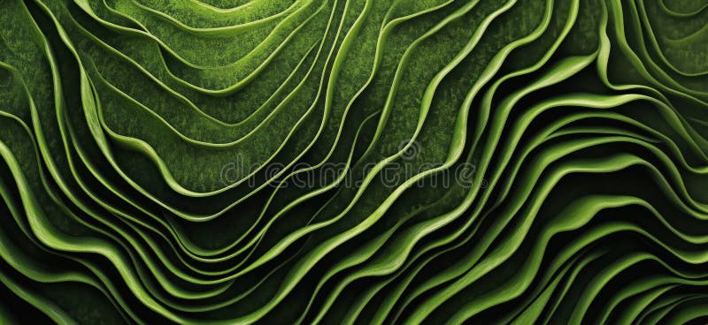Textured Green Waves Creating a Dynamic Organic Pattern Resembling ...