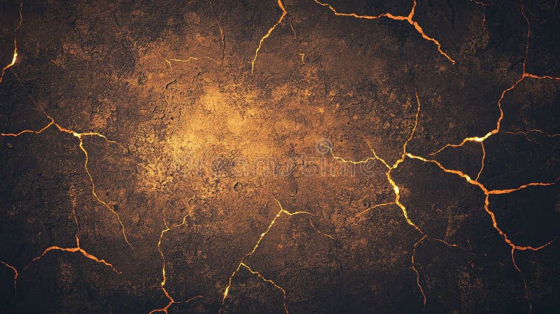 Cracked Earth Surface with Glowing Seams in a Dramatic Pattern during ...