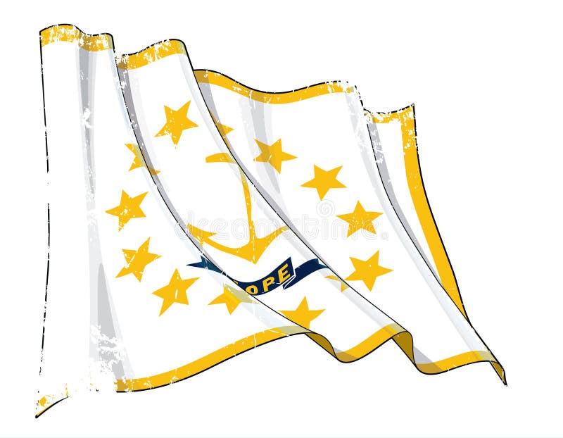 Textured Grunge Waving Flag of the State of Rhode Island Stock Vector ...