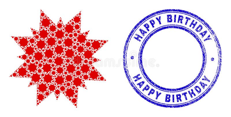 Textured Happy Birthday Stamp Seal and Multi Pointed Star Recursive ... Textured Happy Birthday Stamp Seal and Multi Pointed Star Recursive ...