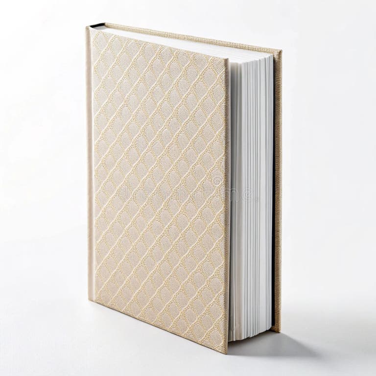 Textured Hardcover Book Mockup Standing Stock Photo - Image of cream ...