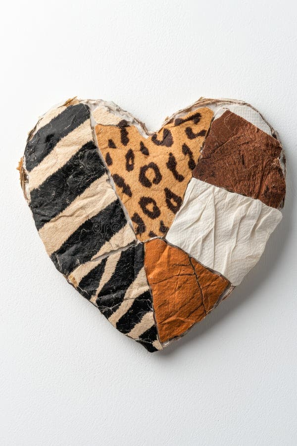 Textured Heart-shaped Collage Made of Various Materials Stock ...