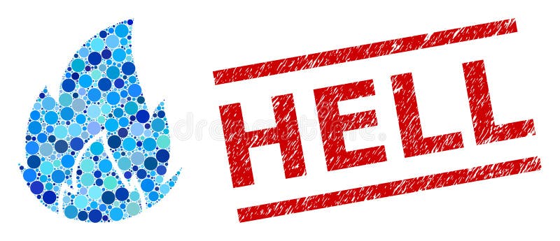 Textured Hell Stamp and Fire Mosaic of Rounded Dots Stock Vector ...