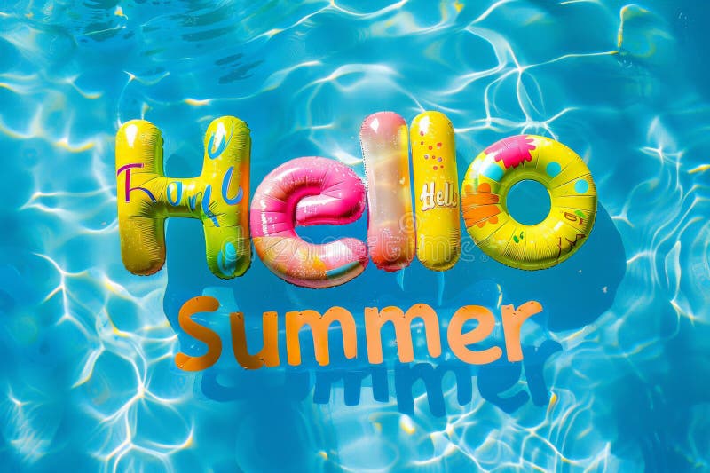 Textured Hello Summer Message with Pool Reflections Stock Image - Image ...