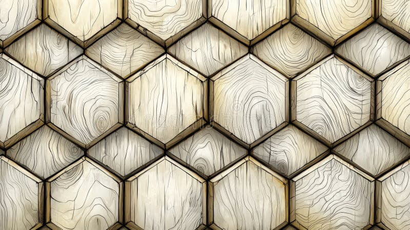 Textured Hexagonal Wooden Panel Background with Natural Grain Patterns ...