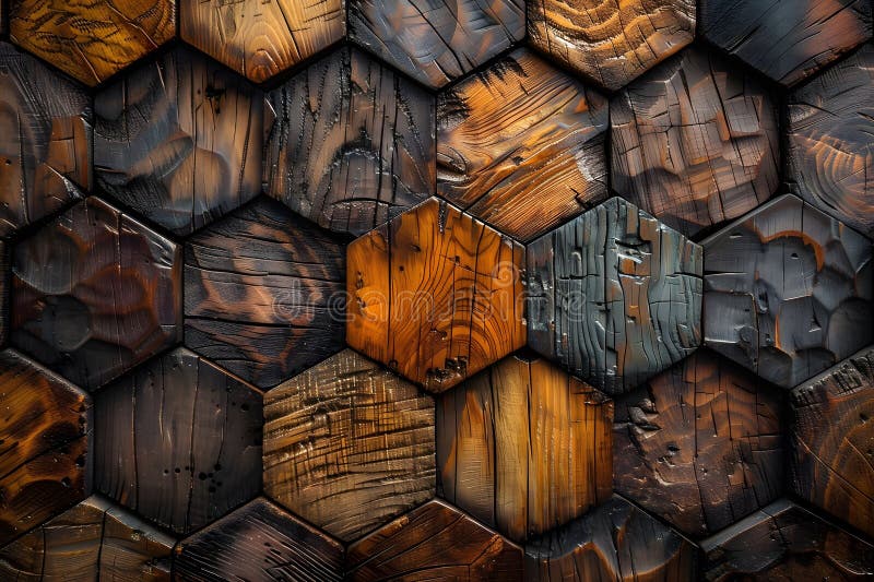 Textured Hexagonal Wooden Wall Art for Rustic Interior Design and Decor ...