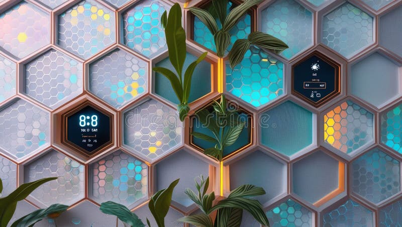 A Textured, Holographic Interface Panels Wallpaper Stock Illustration ...