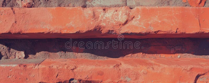 Textured Horizontal Ribs on Orange Brick Surface for Architectural ...