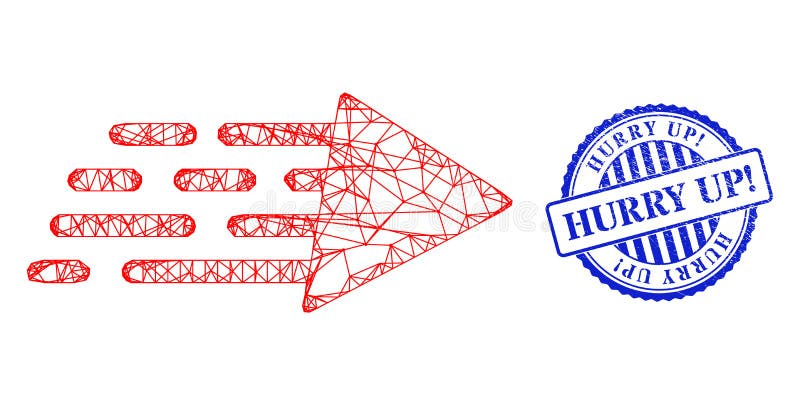 Textured Hurry Up! Badge and Hatched Rush Movement Web Mesh Stock ...