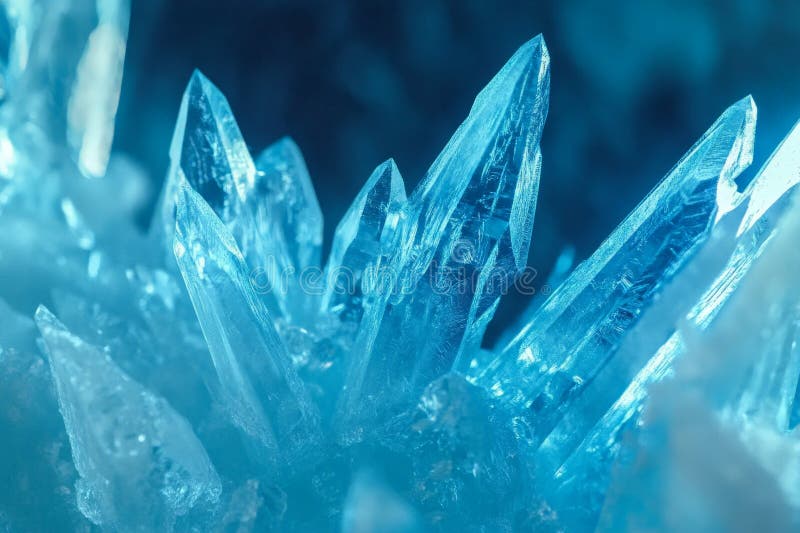 Textured Ice Crystals Close-up, Sharp Angular Formations Glowing Pale ...