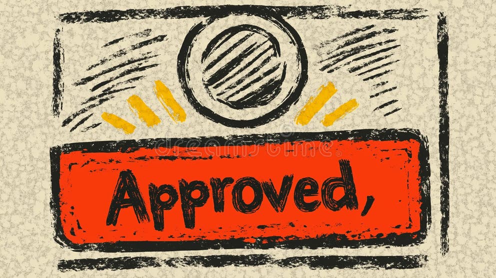 Textured Illustration of a Bold, Red Rectangular Stamp with "Approved ...