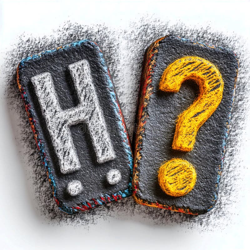 Letter H and Question Mark on Textured Dark Rectangular Shapes Stock ...