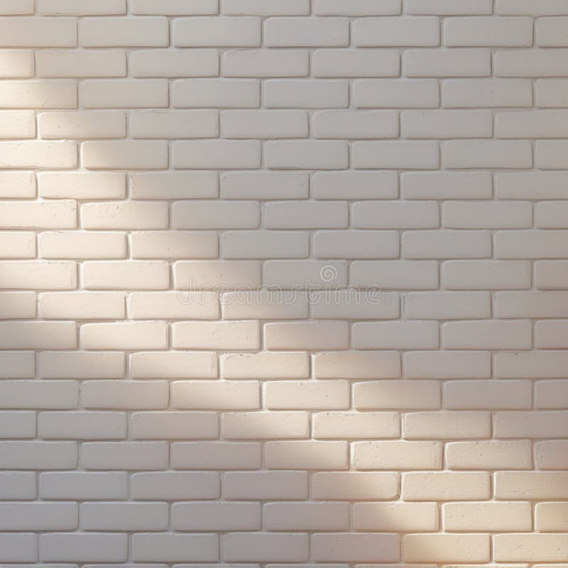 A Textured Image of a White Brick Wall with Diagonal Sunlight Casting ...