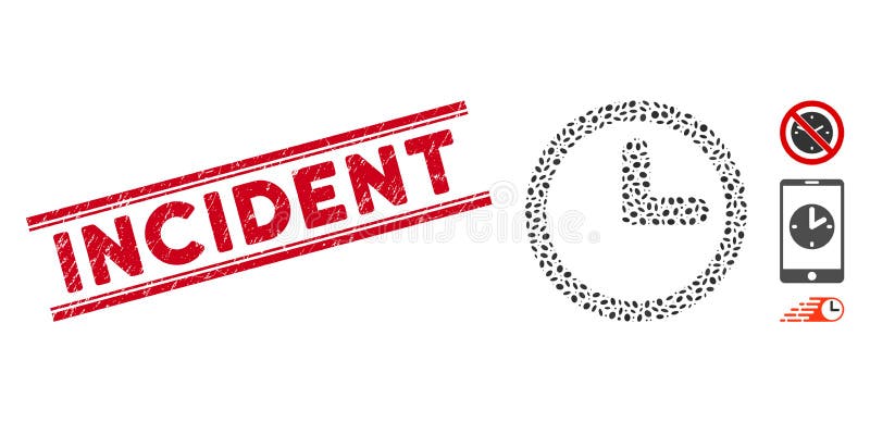 Textured Incident Line Stamp with Mosaic Clock Icon Stock Illustration ...
