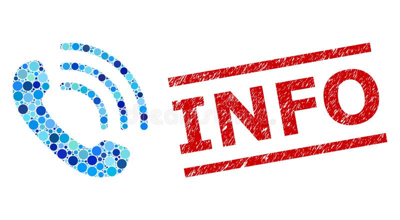 Textured Info Stamp Seal and Phone Call Composition of Rounded Dots ...