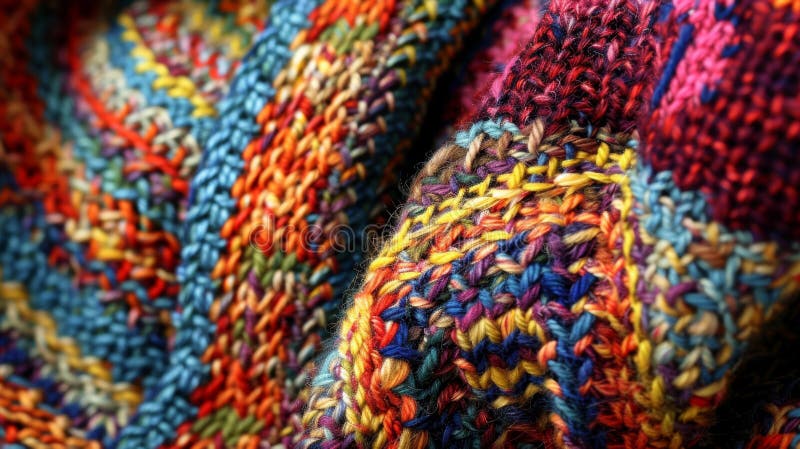 Textured Knitting Patterns on Colorful Yarn Generative Ai Stock ...