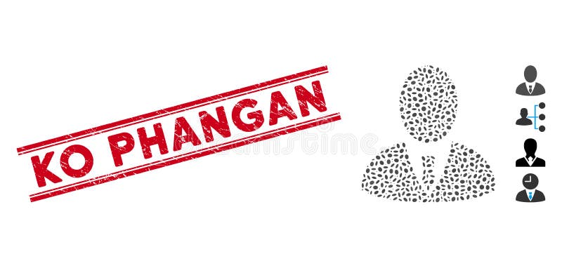Textured Ko Phangan Line Stamp and Mosaic Boss Icon Stock Illustration ...