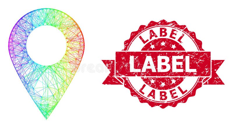 Textured Label Stamp Seal and Bright Network Map Marker Stock Vector ...