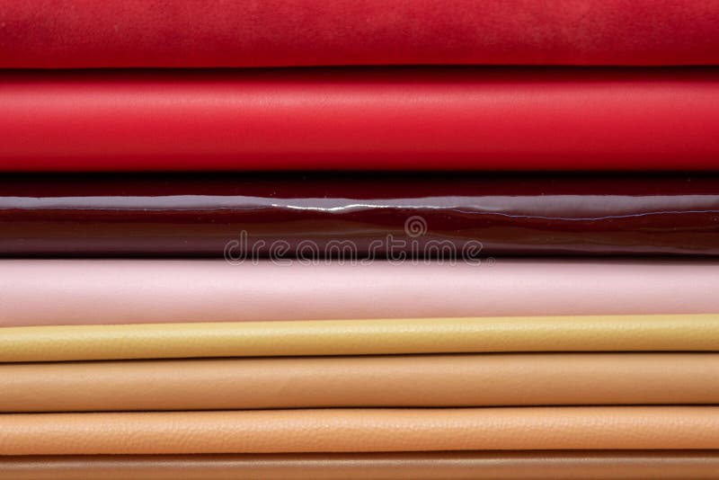 Textured Leather Fabrics Stacked Stock Photo - Image of luxurious ...