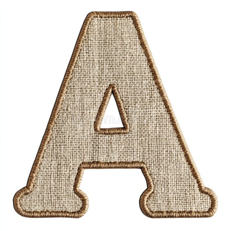 A Textured Letter "a" in a Beige Fabric Design, Outlined with a Brown ...