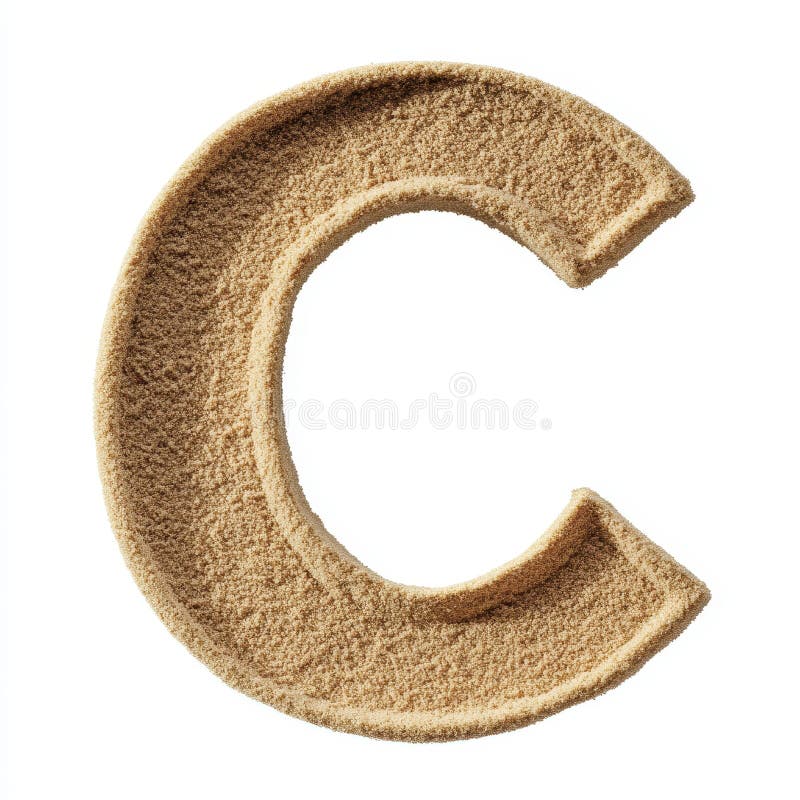 A Textured Letter "C" in a Sandy Color, Resembling a 3D Representation ...