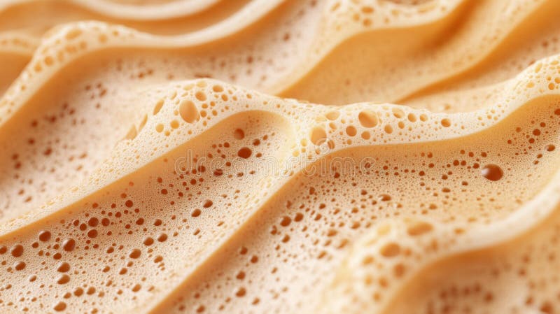 Textured Light Beige Coffee Foam with Bubble Patterns in Macro Close Up ...