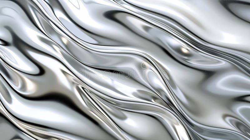 Textured Liquid Silver Chrome with a Wavy Pattern, Against a Smooth ...