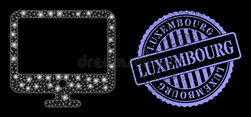 Textured Luxembourg Stamp and Bright Net Computer Display with ...