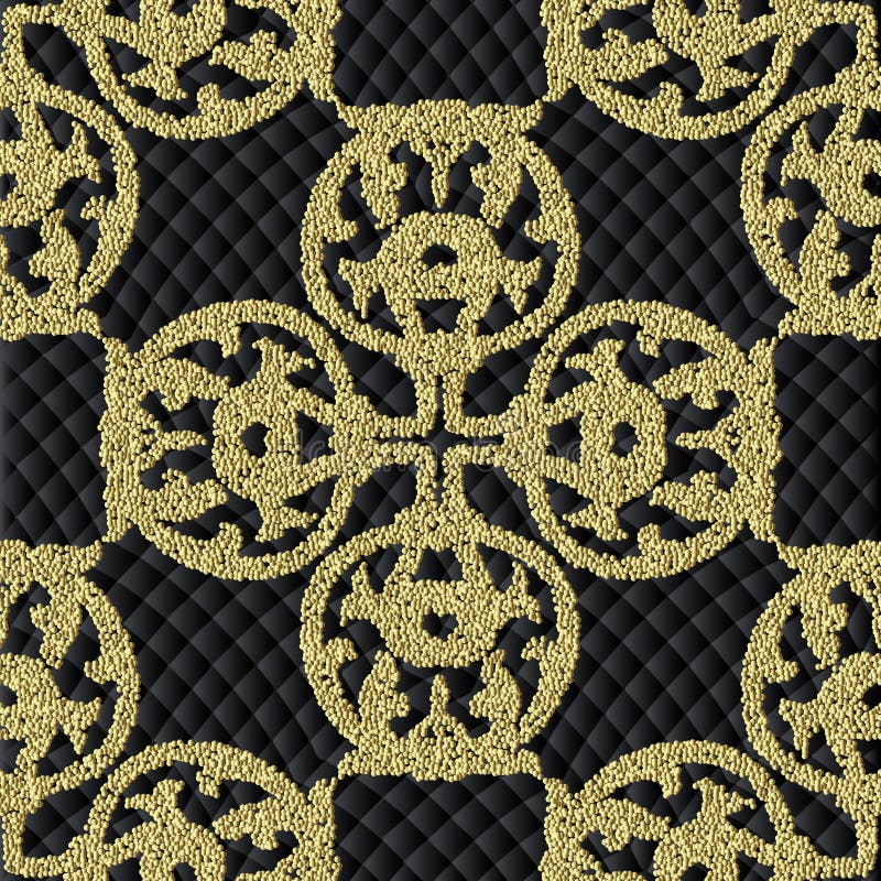 Textured Luxury Gold 3d Seamless Pattern. Grunge Stippled Quilted ...