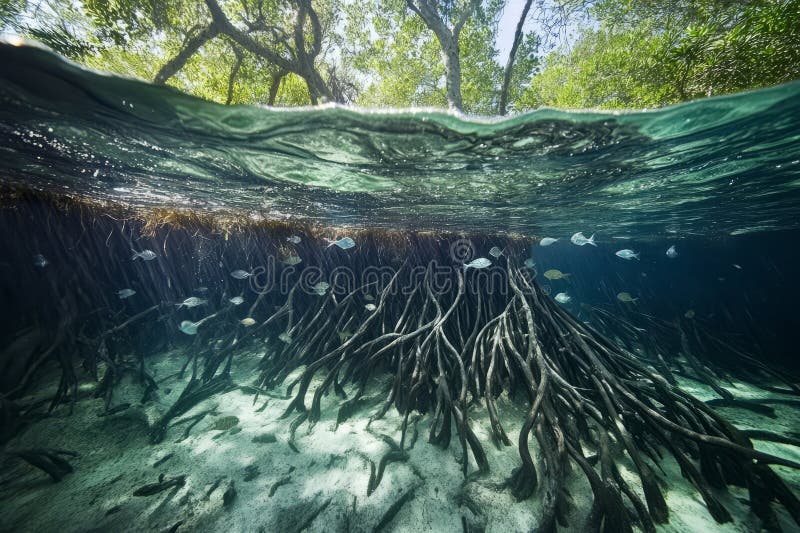 Textured Mangrove Root System Interwoven Roots Forming Dense Natural ...
