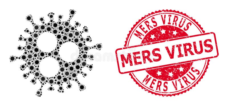 Textured Mers Virus Seal and Covid Mosaic Covid Virus Stock Vector ...